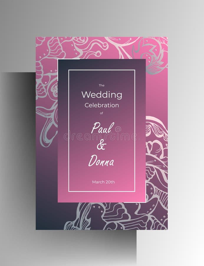 Wedding Invitation Design. Hand Drawn Graphic Floral Elements Stock ...