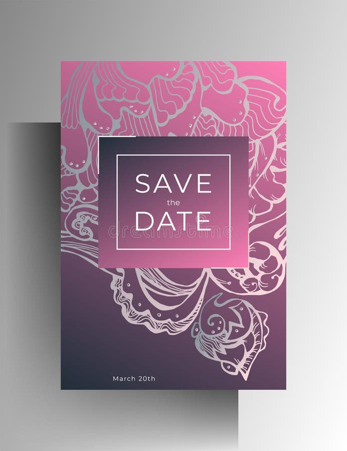 Wedding Invitation Design. Hand Drawn Graphic Floral Elements Stock ...