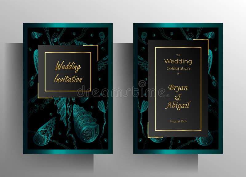 Wedding Invitation Template Set. Strict Design with Hand Drawn Stock ...