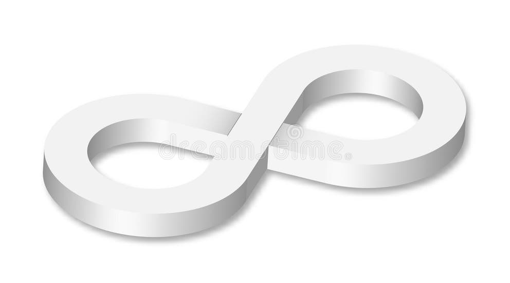 White 3D Infinity Symbol on White Background. Endless Vector Logo ...