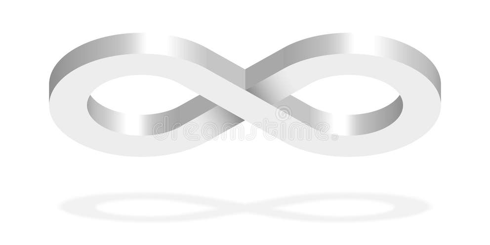 White 3D Infinity Symbol on White Background. Endless Vector Logo ...