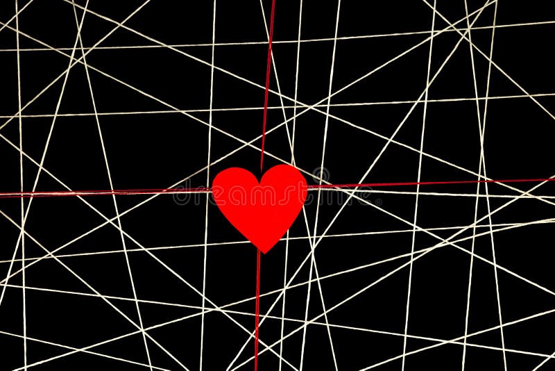 Web of White Threads with Red Heart Stock Photo - Image of love, mutual ...