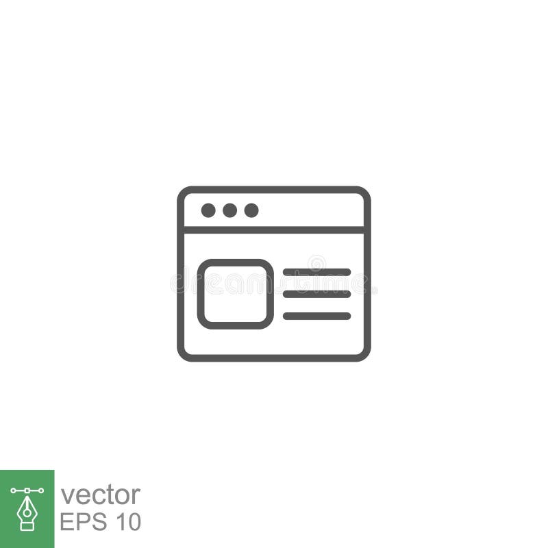 Web Window Icon Line. Internet Browser Web Page Outline Stock Vector ...