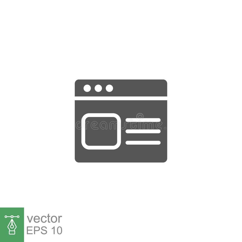 Web Window Icon Solid. Internet Browser Web Page Outline Stock Vector ...