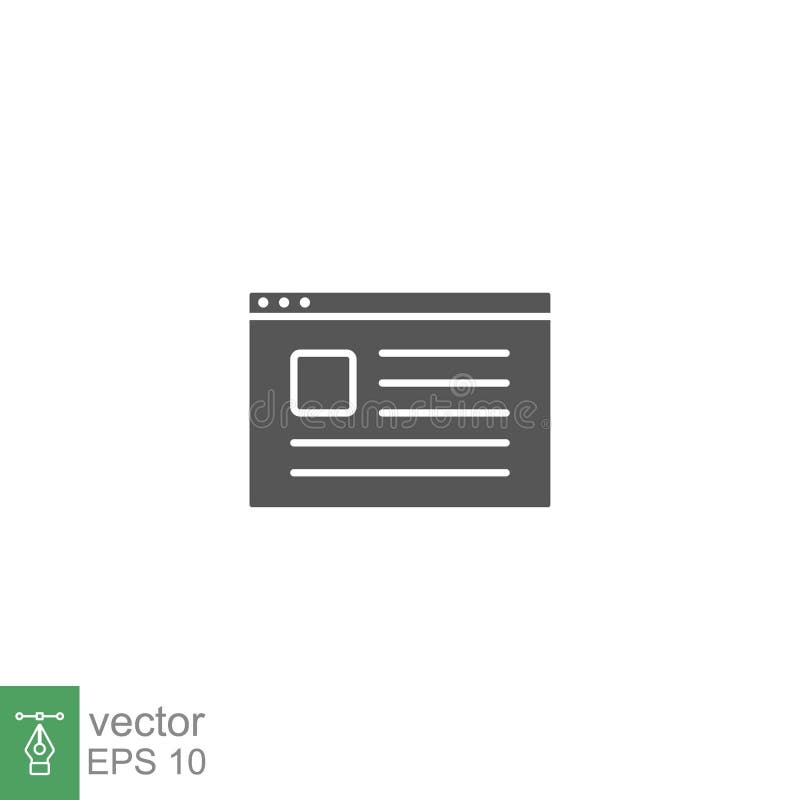 Web Window Icon Solid. SimpIe Internet Browser Web Page Outline Stock ...