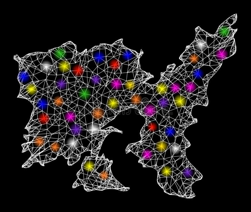 Web Wire Frame Map of Lemnos Island with Colorful Light Spots Stock ...