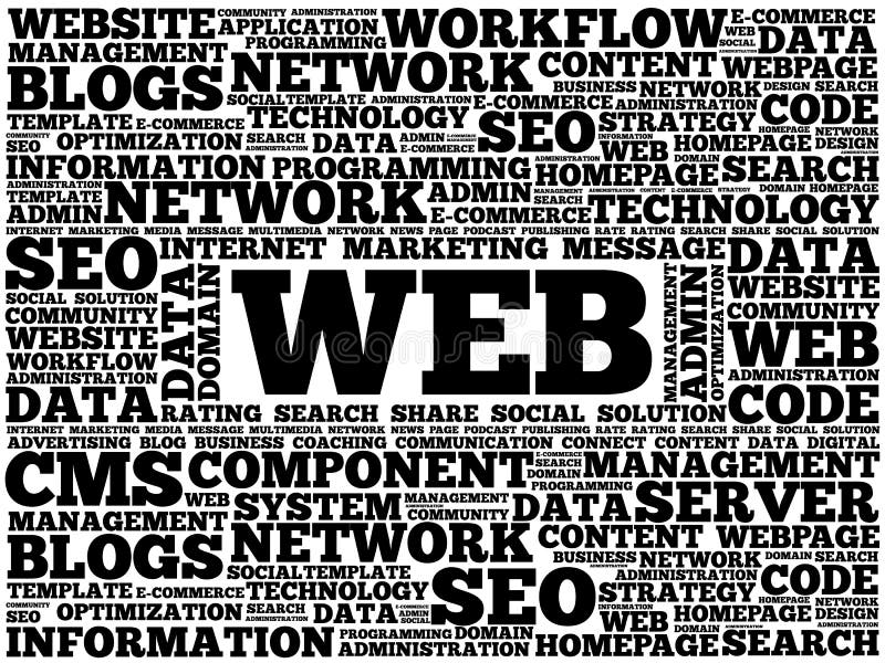 WEB word cloud stock illustration. Illustration of blog - 206300002