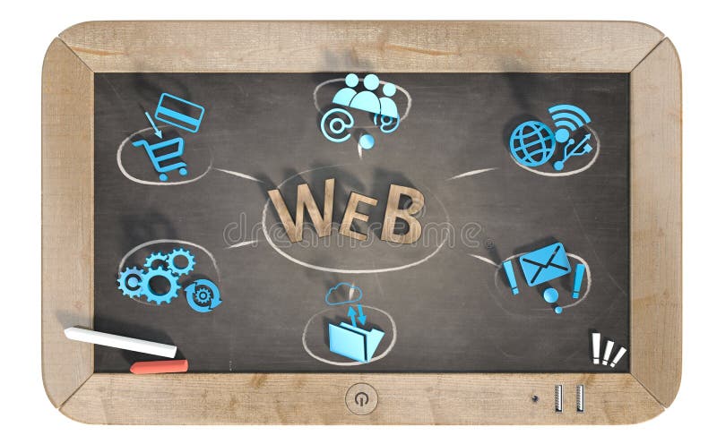 `web` Word with 3D Icons on Slate Chalkboard Stock Illustration ...