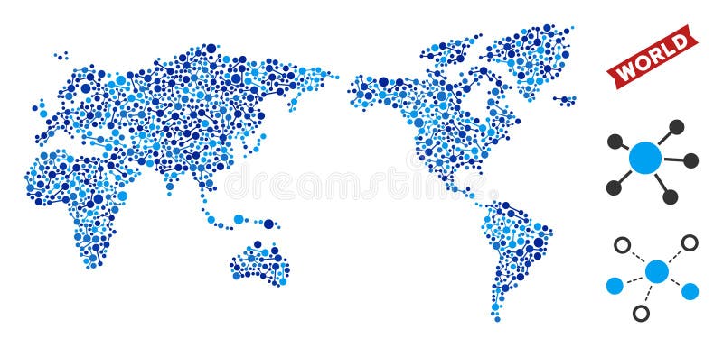 World Map Links Collage stock vector. Illustration of internet - 122143694