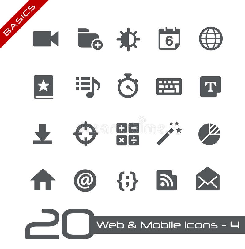 Web Y Fundamentos Móviles De Icons-4 // Ilustración del Vector ...