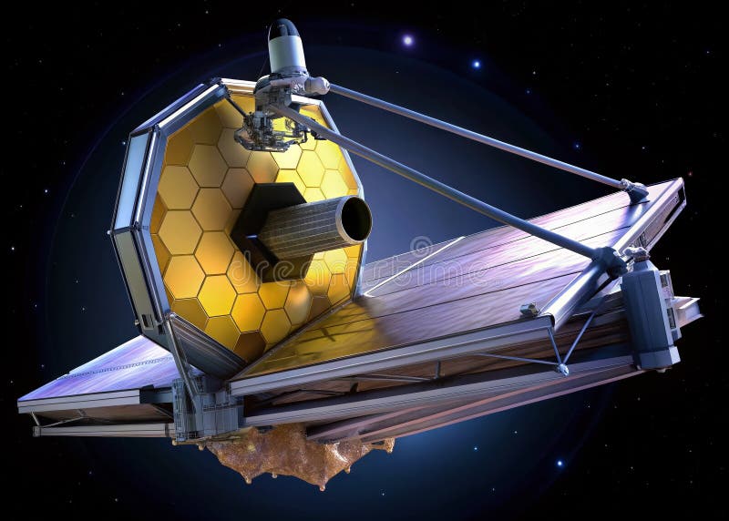 Webb Space Telescope a 3D Rendered Side View Unveiling the Depths of ...