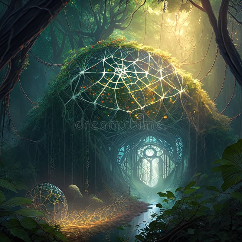 Webbed Wonders: a Sanctuary of Intricate Forest Webs AI Generative by ...