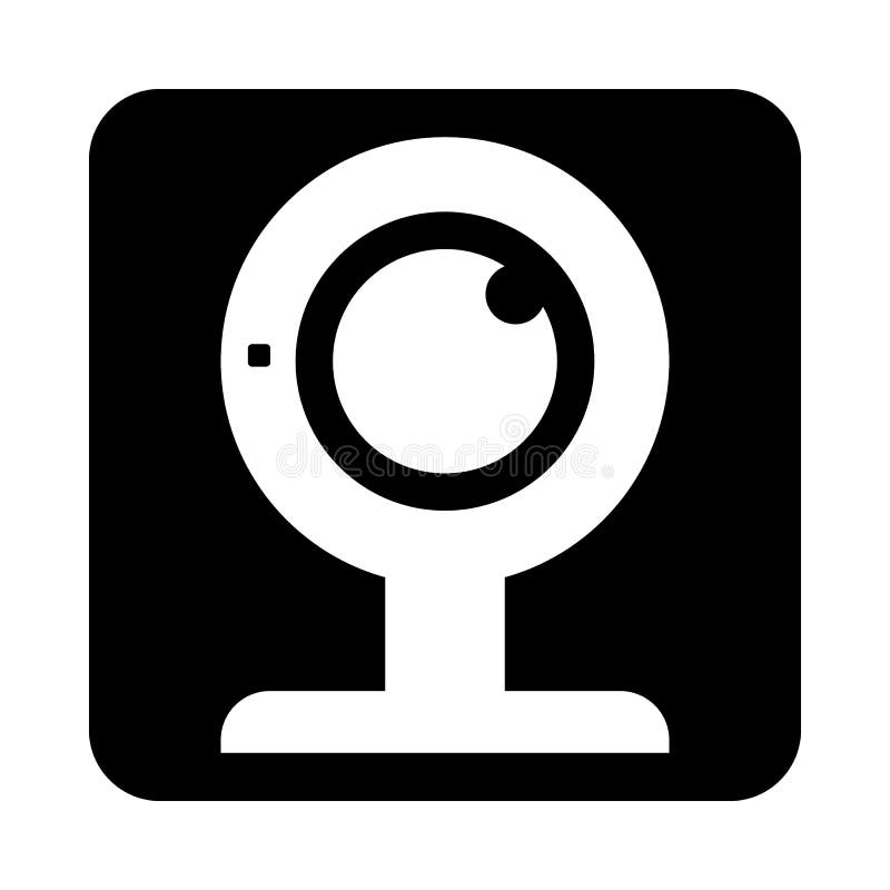 Webcam icon on black stock illustration. Illustration of square - 163914316