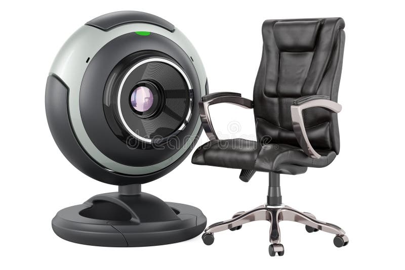Webcam with Office Chair, 3D Rendering Stock Illustration ...