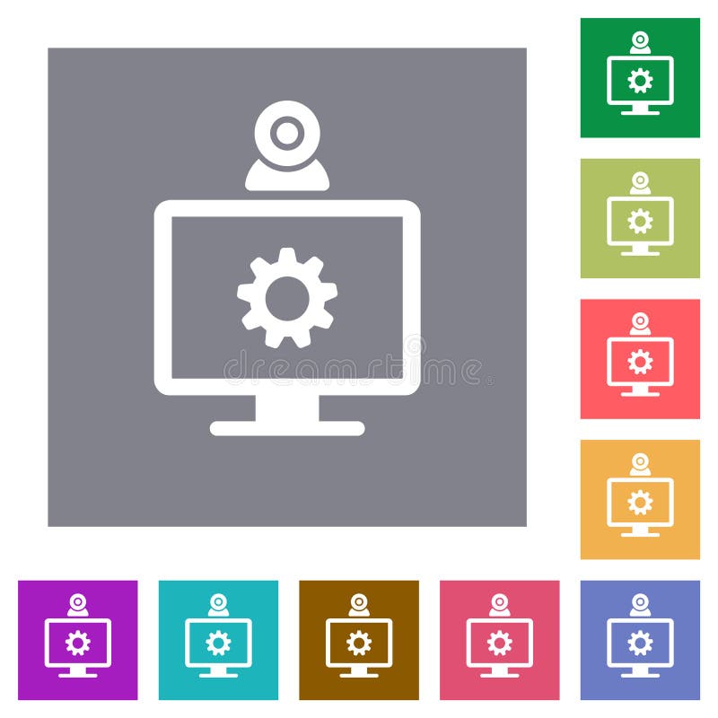 Webcam Settings Square Flat Icons Stock Vector - Illustration of ...