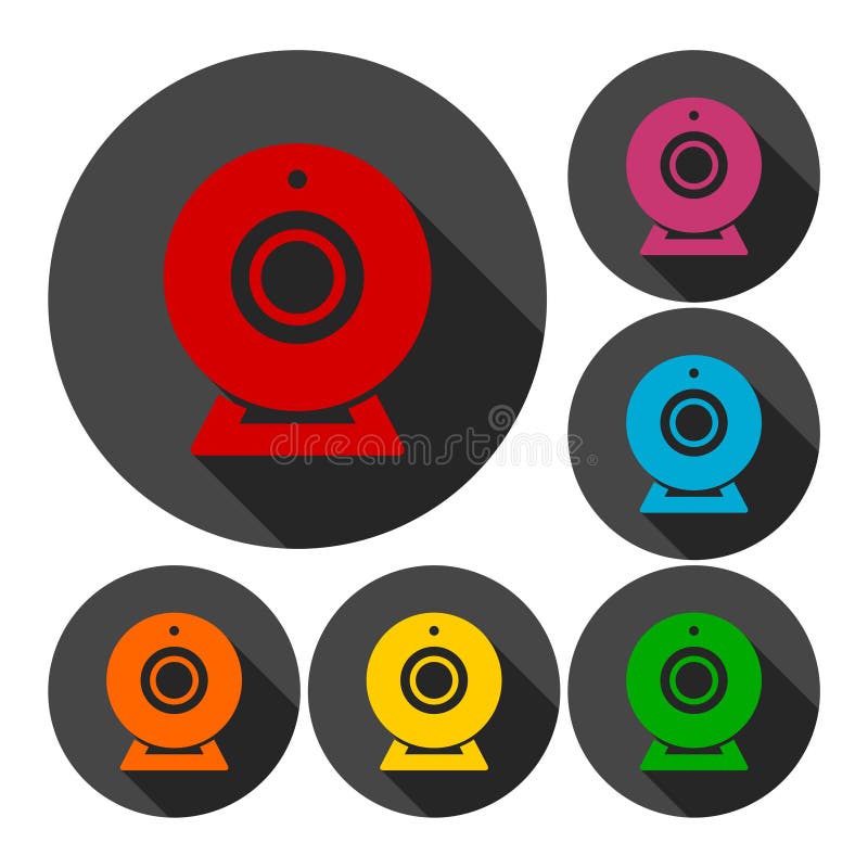Webcam Sign Icons Set with Long Shadow Stock Illustration ...