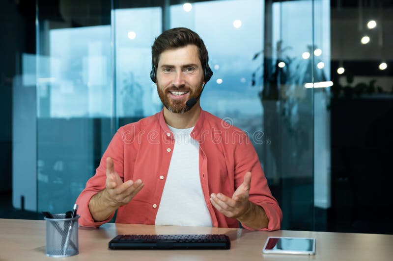 Webcam View, Successful Online Customer Support Worker Smiling and ...