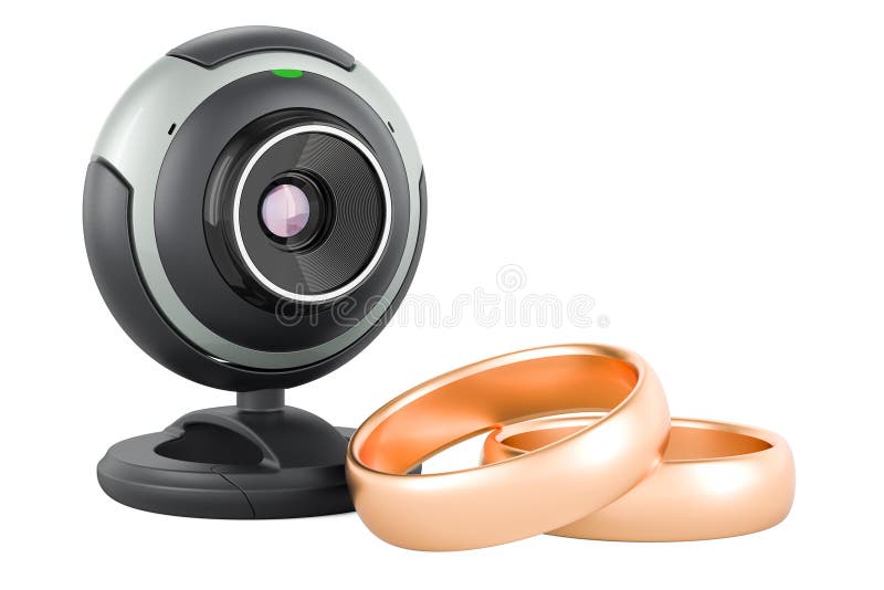 Webcam with Wedding Rings, 3D Rendering Stock Illustration ...