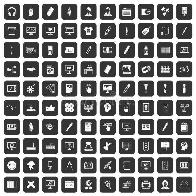 100 Webdesign Icons Set Black Stock Vector - Illustration of collection ...