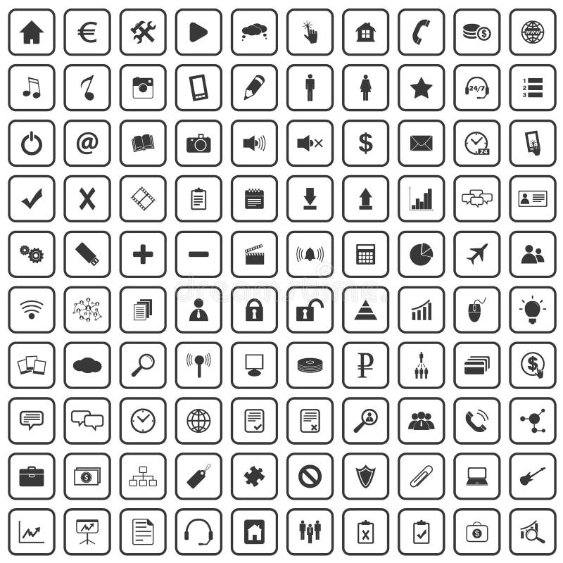100 webdesign icons set stock vector. Illustration of sign - 61291875