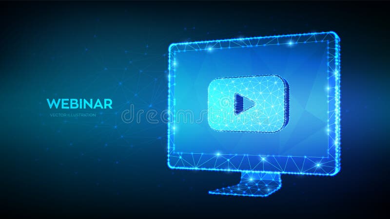 Webinar. Abstract Low Polygonal Computer Monitor with Webinar Icon ...