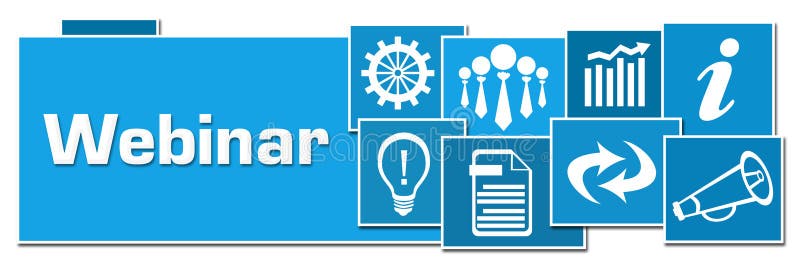 Webinar Blue Boxes with Business Symbols Stock Illustration ...