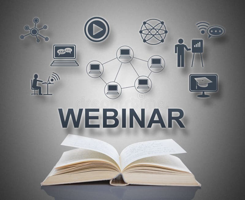 Webinar Concept Above a Book Stock Photo - Image of webcast, browsing ...