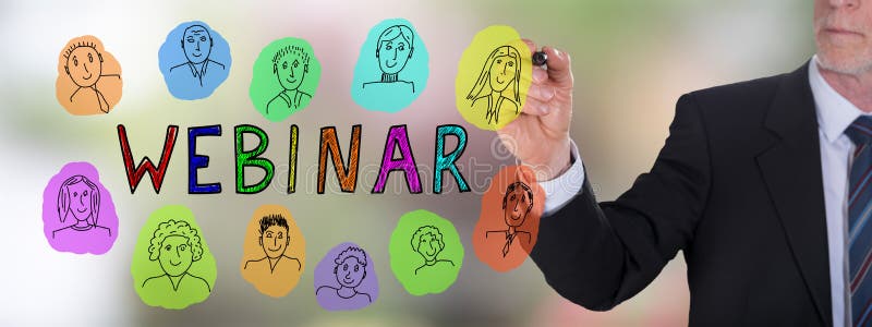 Webinar Concept Drawn by a Businessman Stock Photo - Image of digital ...