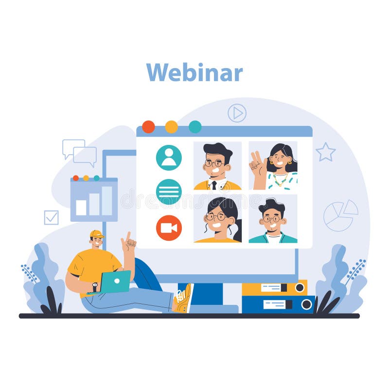 Webinar Concept. Engaged Online Audience and Interactive Digital ...