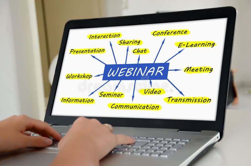 Webinar Concept on a Laptop Screen Stock Photo - Image of development ...
