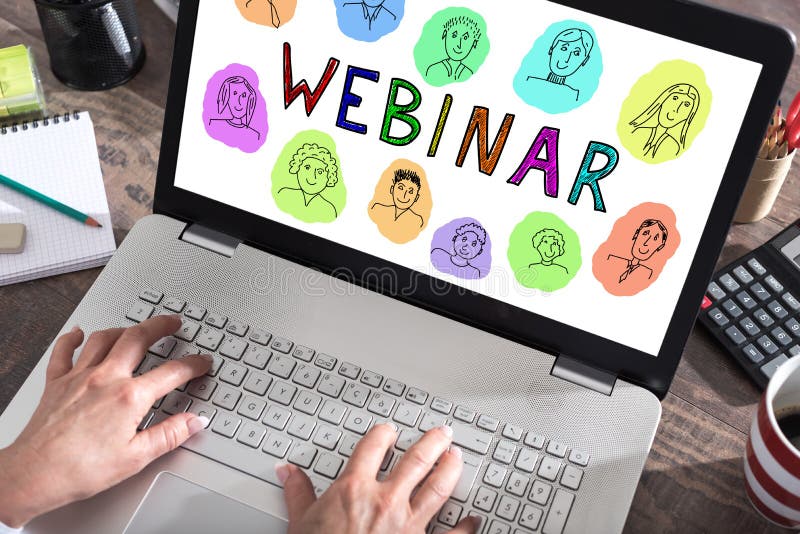 Webinar Concept on a Laptop Screen Stock Photo - Image of conference ...