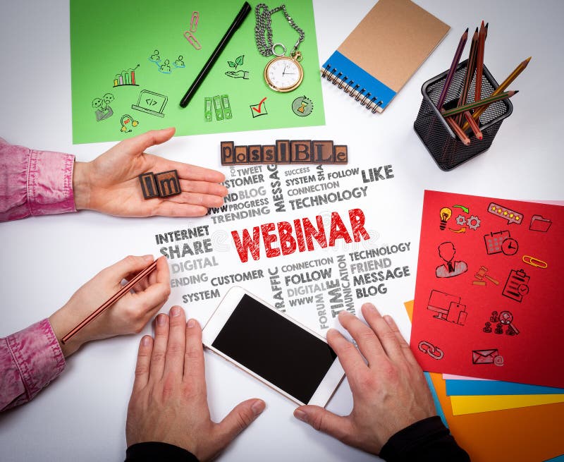 Webinar Concept. the Meeting at the White Office Table Stock Photo ...