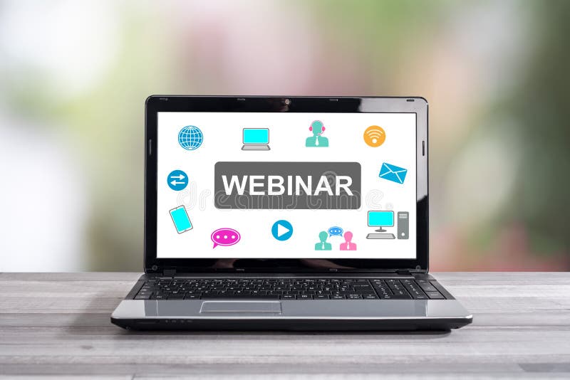 Webinar Concept on a Laptop Screen Stock Photo - Image of computer ...