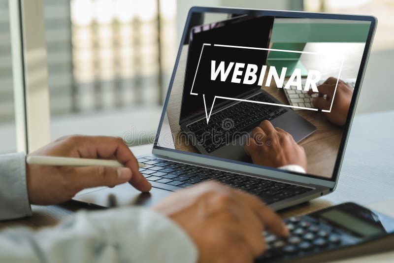 Webinar, Hands-on Table Use E-business Connection on Computer, Man ...