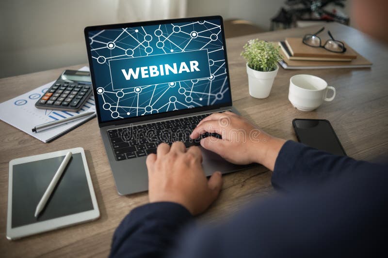 Webinar, Hands-on Table Use E-business Connection on Computer, Man ...