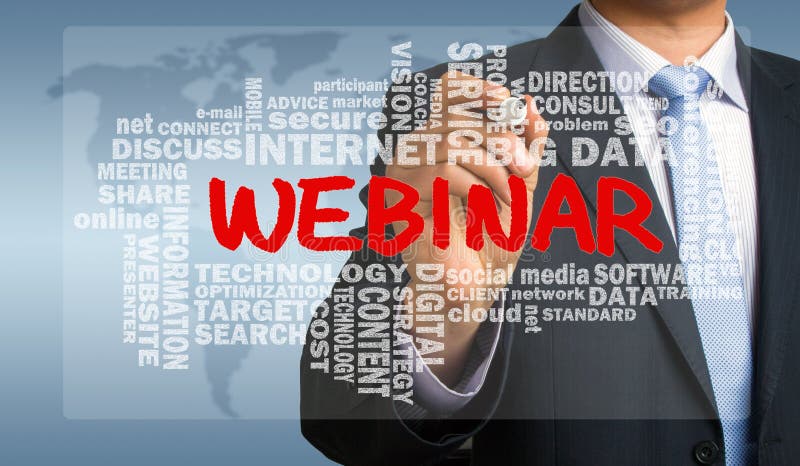 Webinar Handwritten by Businessman with Related Words Cloud Stock Image ...