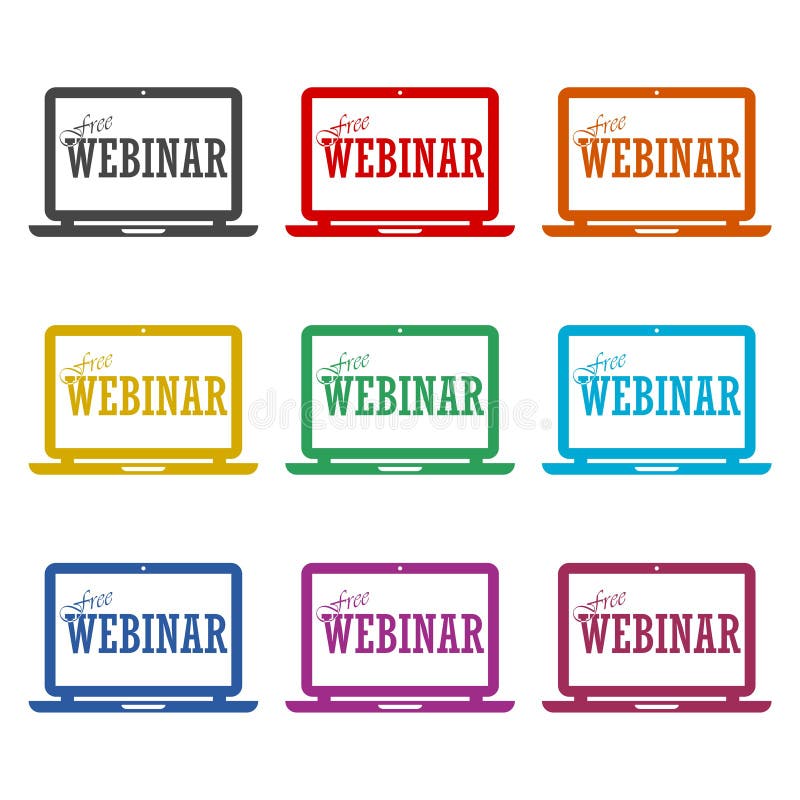 Webinar Icon, Color Icons Set Stock Illustration - Illustration of ...