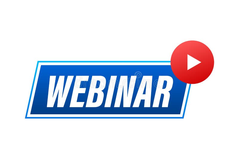 Webinar Icon, Flat Design Style with Blue Play Button. Webinar Label ...