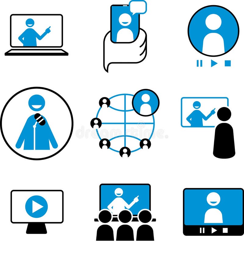 Set of Video Conference and Communication Related Logo Icon Vector ...