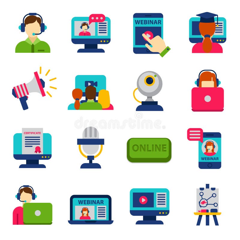 Webinar icons stock vector. Illustration of seminar, royalty - 18627494