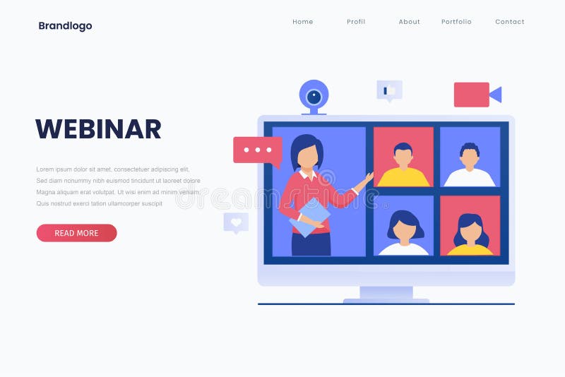 Webinar Illustration Landing Page Stock Vector - Illustration of ...
