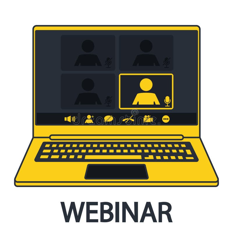 Webinar Interface in Notebook. Online Communication, Chatting. Customer ...