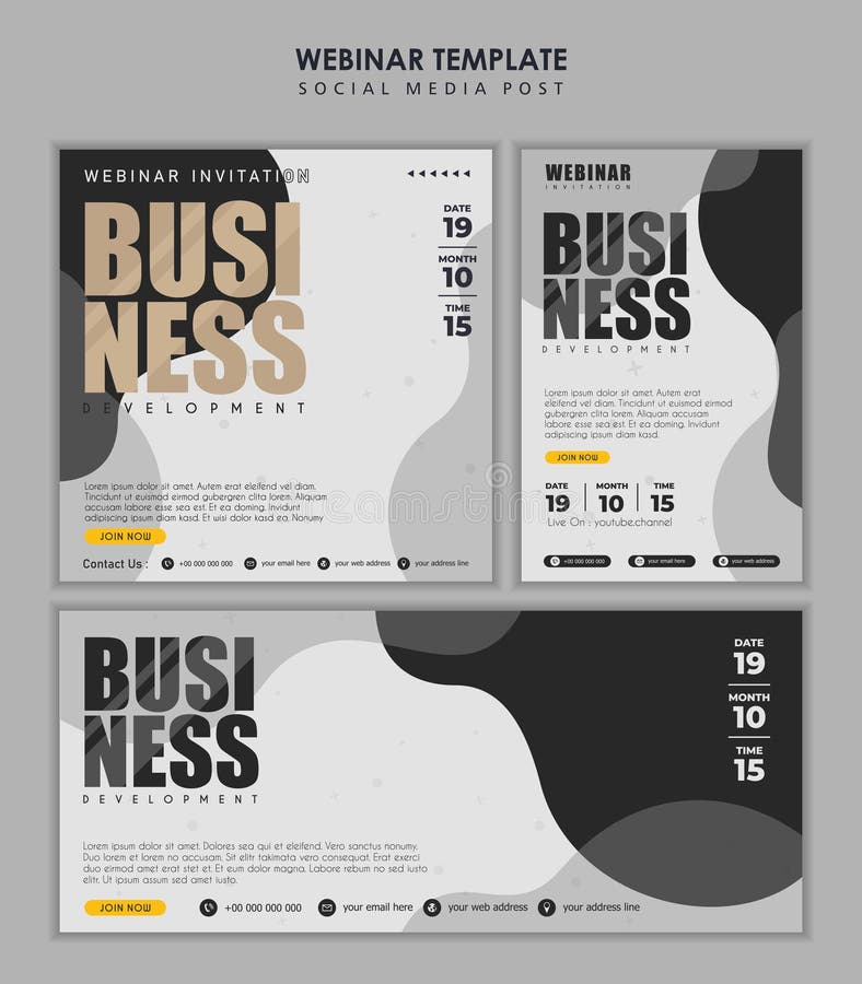 Webinar Invitation Template with Black and White Abstract Design ...