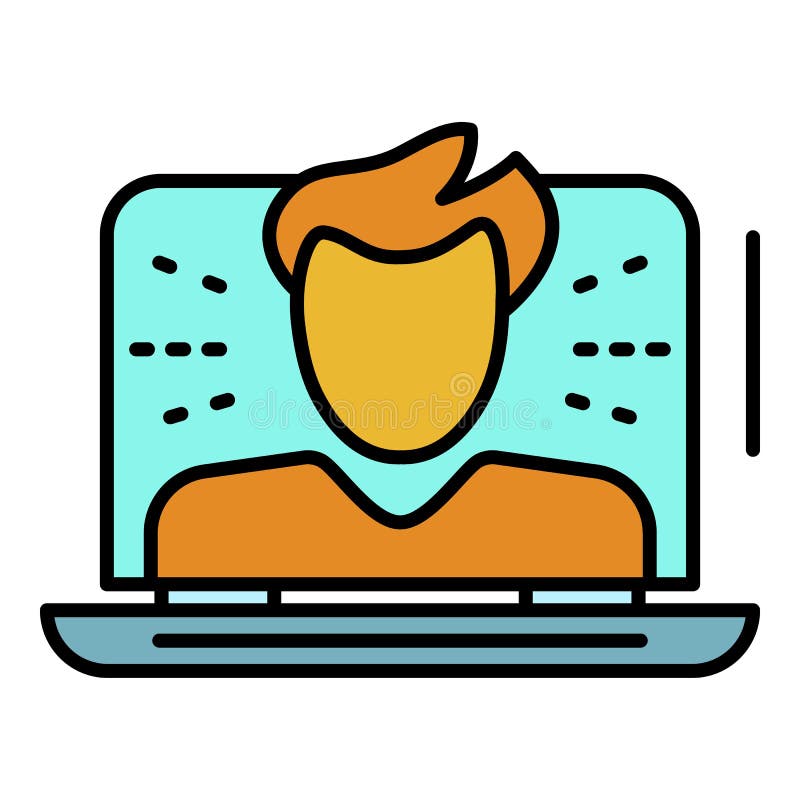 Webinar Laptop Start Icon Color Outline Vector Stock Vector ...