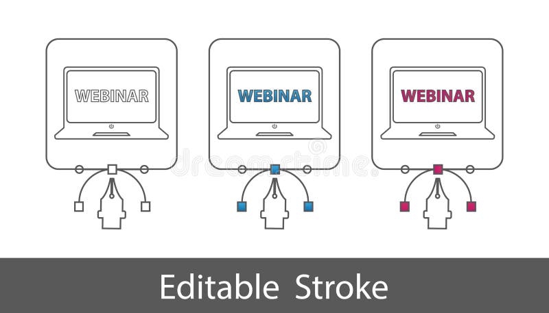 Webinar Laptop Symbol - Outline Styled Icon - Editable Stroke - Vector ...