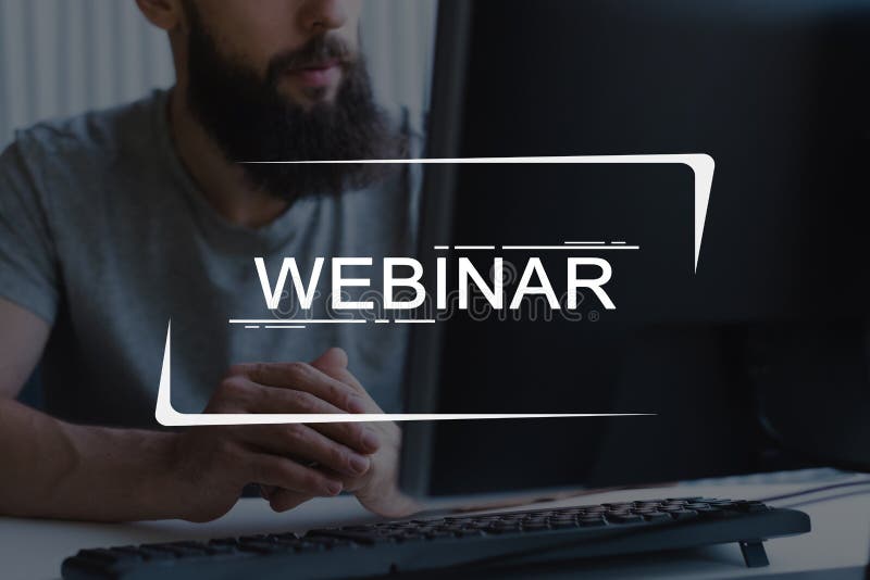 Webinar Learning Virtual Training Man Video Lesson Stock Photo - Image ...