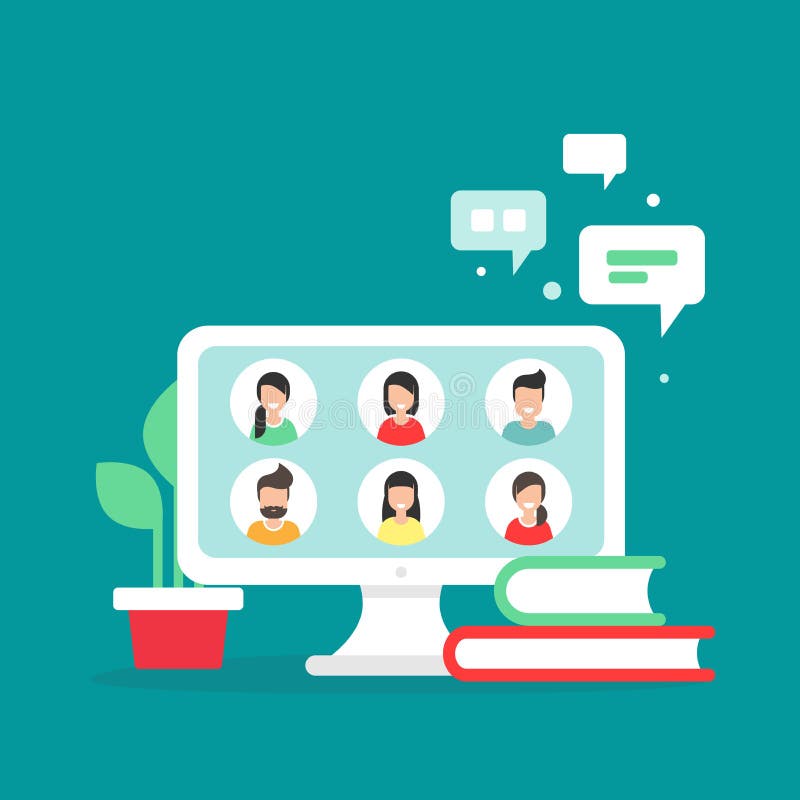 Webinar, Online Lass, Remote Team Work Concept. Learn and Study Via ...