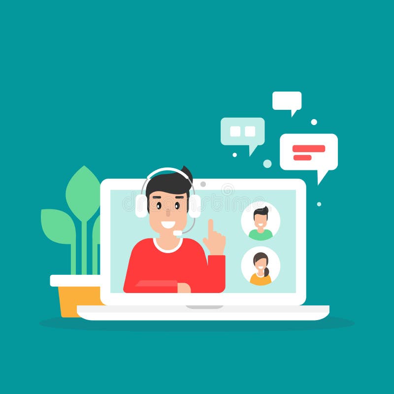 Webinar, Online Class, Remote Team Work Concept. Learn and Study Via ...