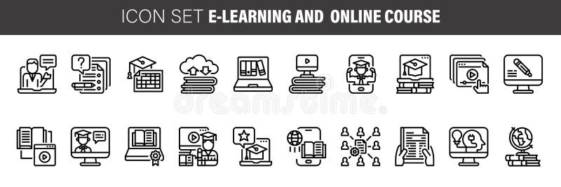 Webinar and Online Education Icons. Vector Set of Thin Line Training ...