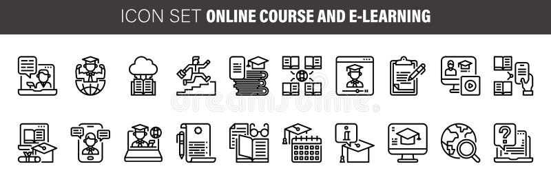 Webinar and Online Education Icons. Vector Set of Thin Line Training ...
